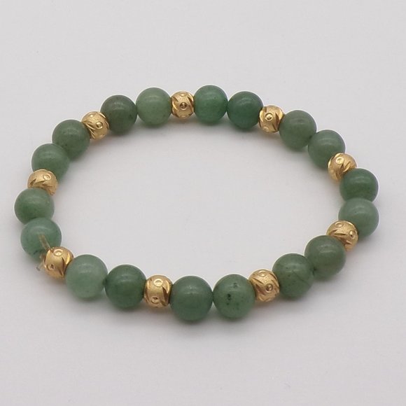 Handmade | Jewelry | Handmade Stretchy Jade Green And Gold Bracelet ...